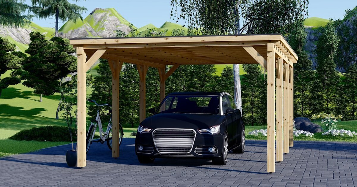 Carport med pulpettak för dig som gillar modern stil